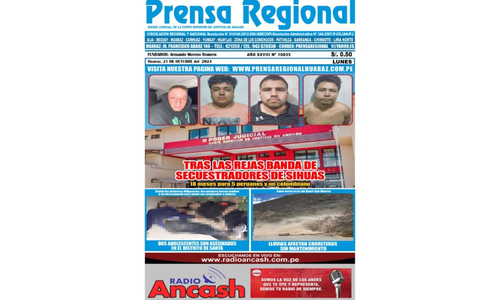 Lunes 21 de Octubre del 2024 – Prensa Regional