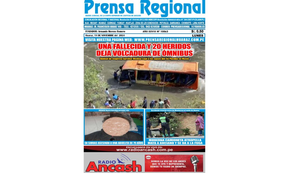 Lunes 18 de Noviembre del 2024 – Prensa Regional