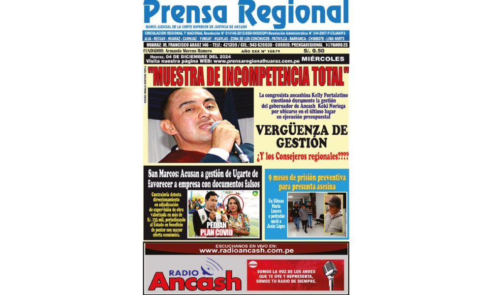 Miércoles 04 de Diciembre del 2024 – Prensa Regional